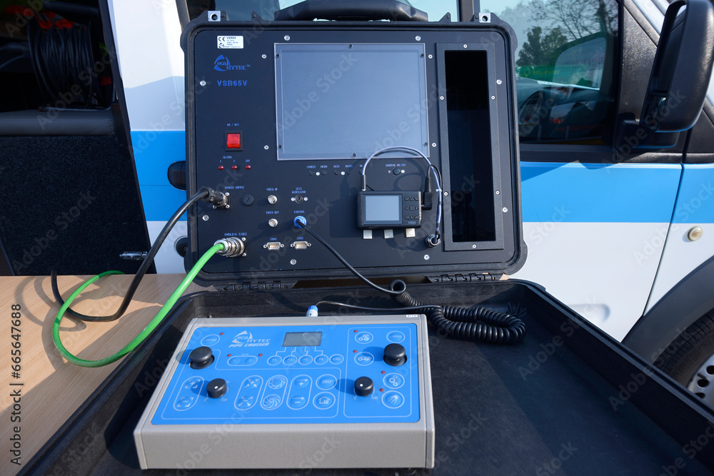 Control panel station of a mobile robot system for inspection of ...