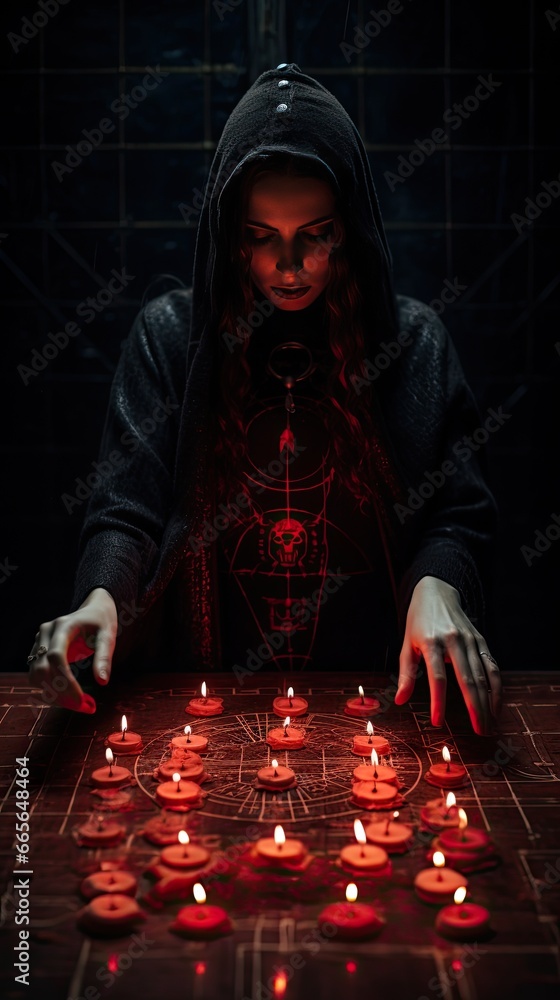 Ritualistic Rune Witch: A witch conducting a sinister ritual, with ...