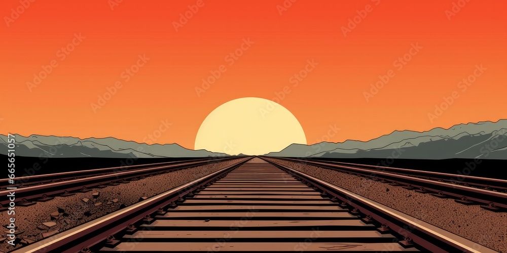 Railroad tracks that continue to infinity, art, draw texture. Simple ...