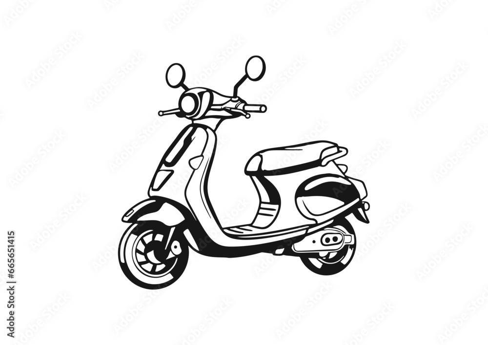 Vector Illustration of a Classic vespa scooter with lines drawing for ...