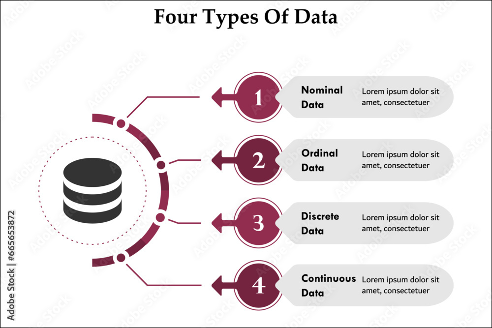 Vecteur Stock Four Types Of Data Nominal Data Ordinal Data