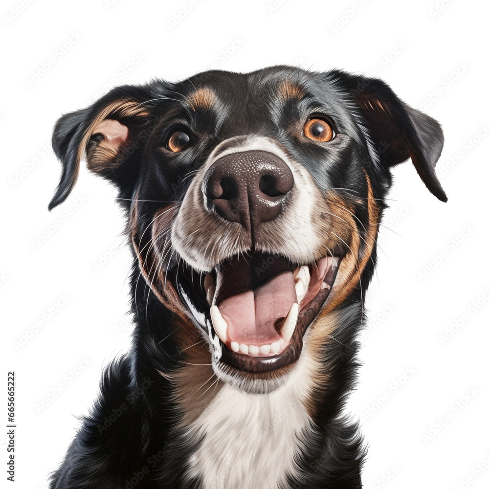 Very happy smiling dog portrait isolated on transparent background ...