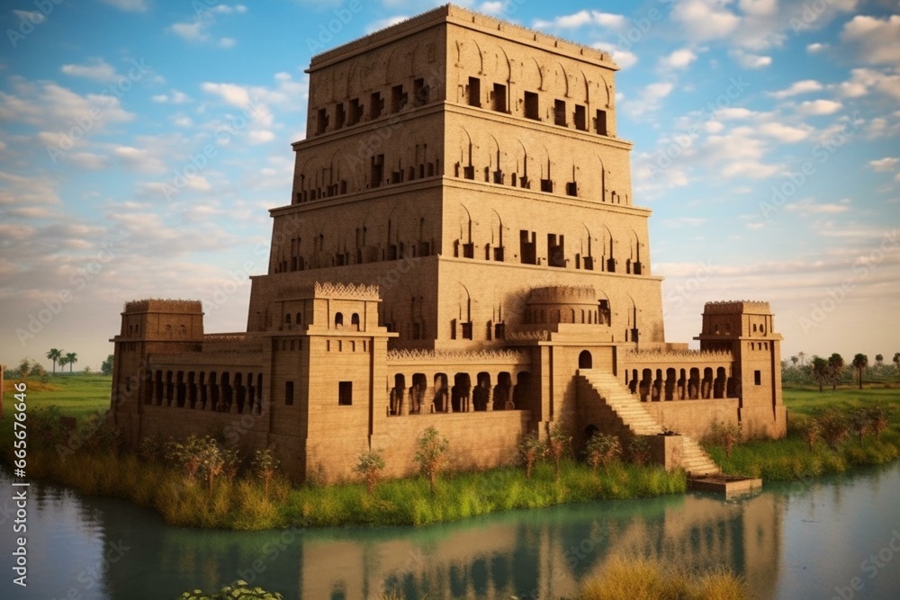 An ancient tower from Babylon, rich in history and legend, symbolizing ...