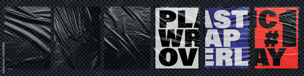 Set of 6 plastic wrap Textures with overlay effect for your design ...