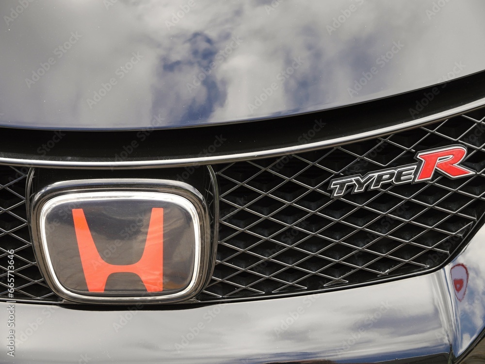 Front grill with logo and lettering of a modern Honda Civic Type R ...