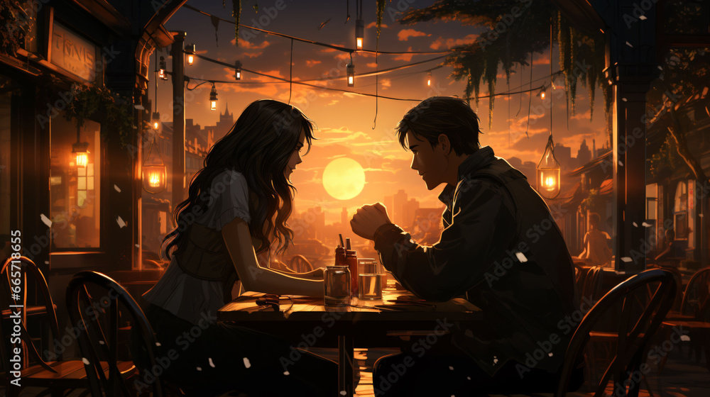 Romantic couple anime proposal moment of love and commitment ...