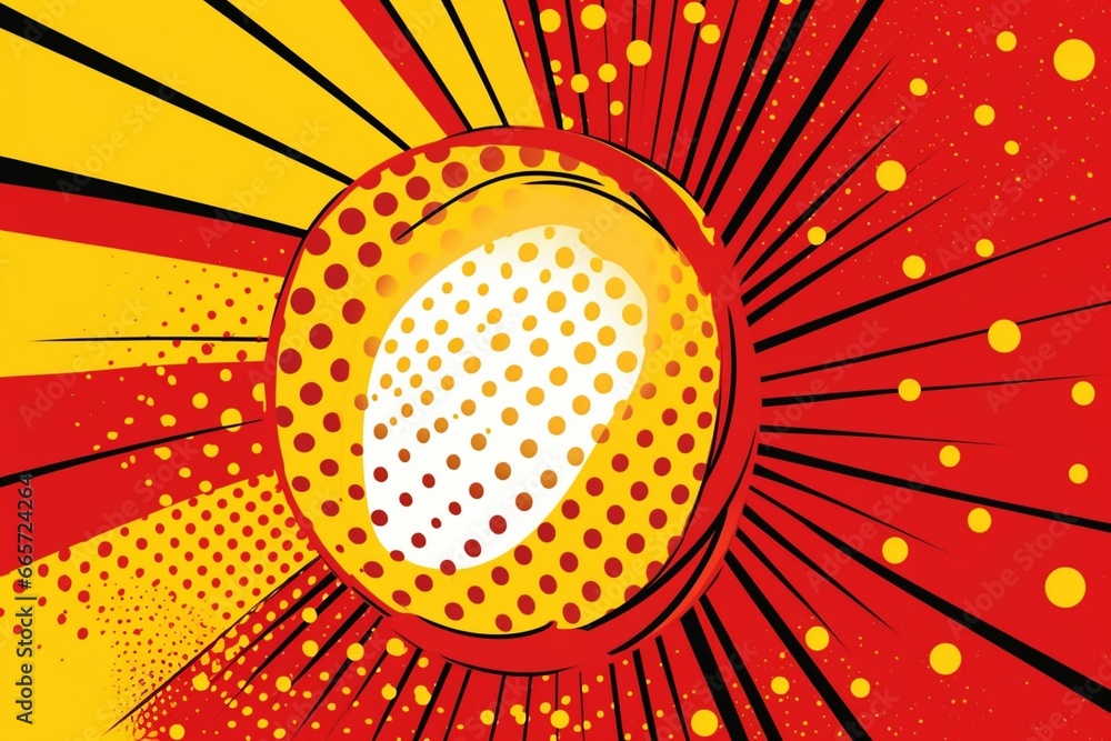 Comic-style red-yellow halftone dots with speed lines in an anime ...