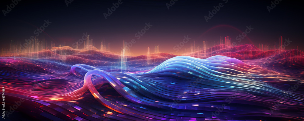Modern digital abstract 3D background Abstract blue, mint and pink ...
