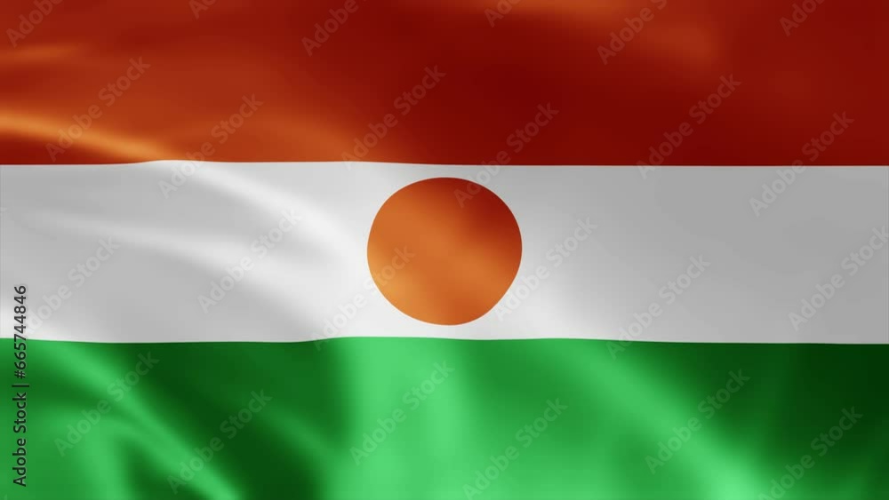 Niger flag is waving 3D animation. Niger flag waving in the wind. National flag of Niger. Flag ...