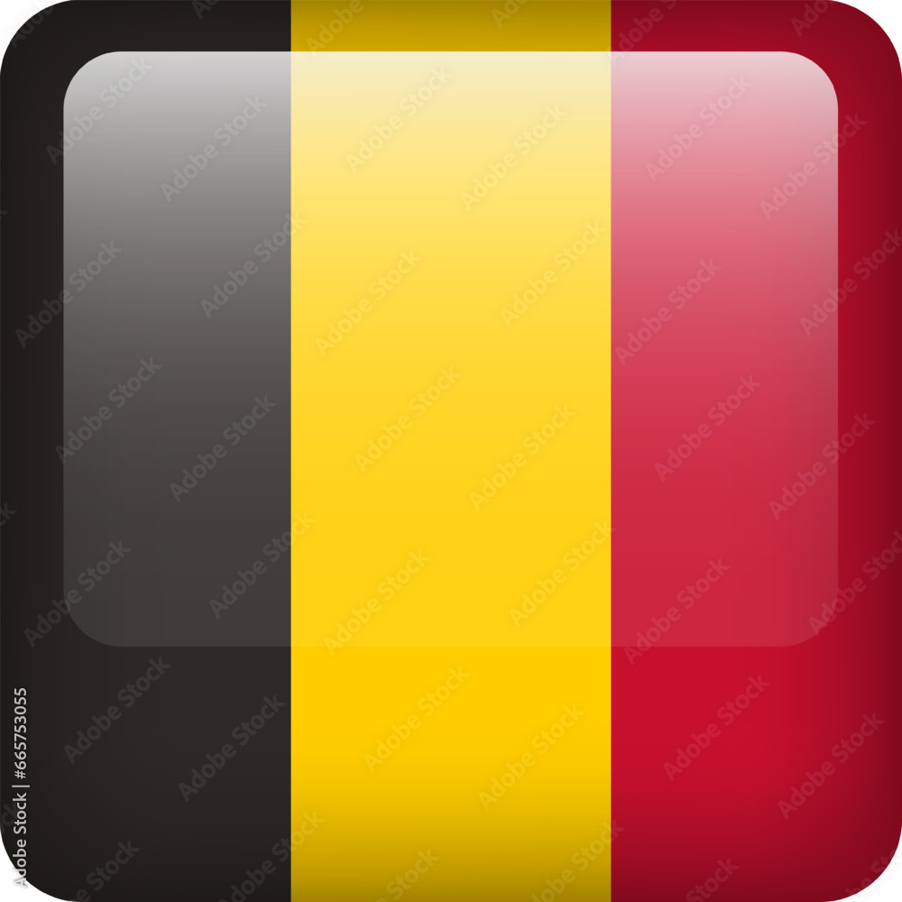 Belgium flag button. Square emblem of Belgium. Vector Belgian flag ...