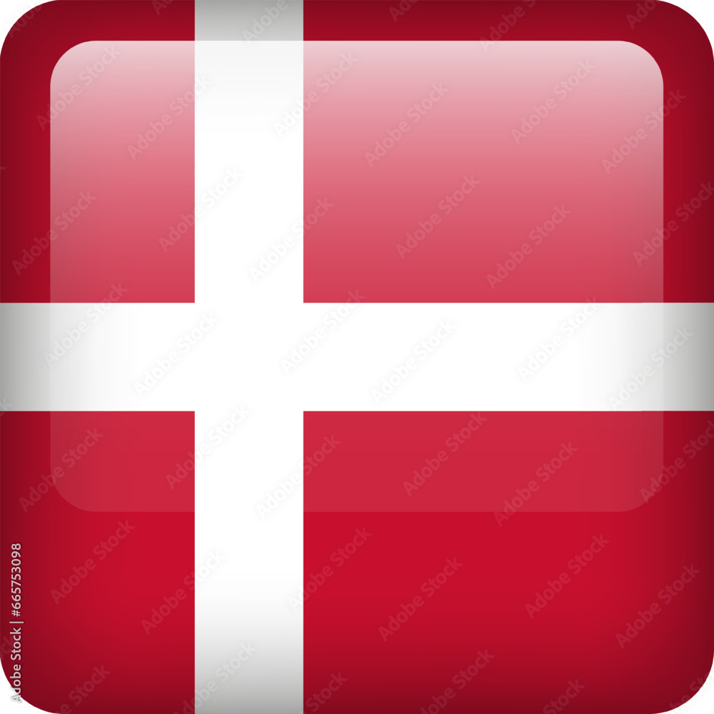 Denmark flag button. Square emblem of Denmark. Vector Denmark flag ...