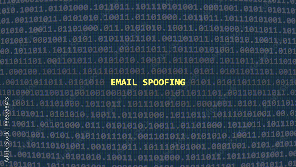 Cyber attack email spoofing. Vulnerability text in binary system ascii ...