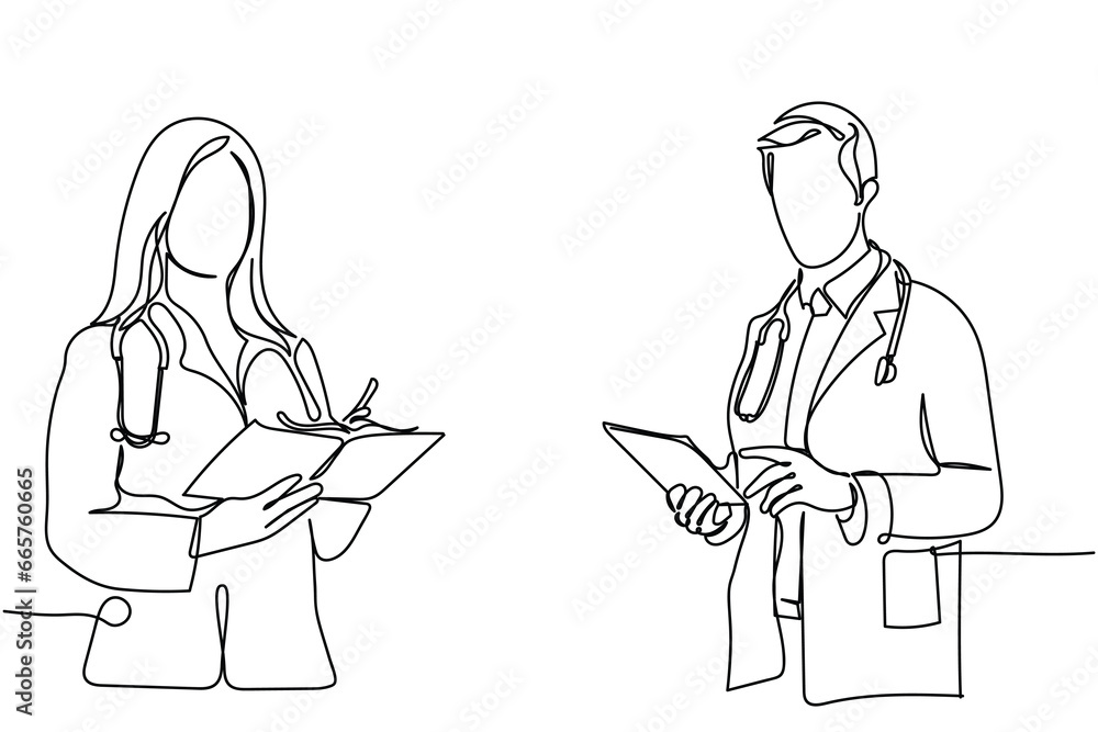 line art of doctors. Vector art concept. Medicine and highest academic ...