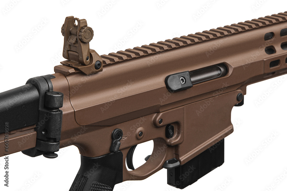Modern brown automatic rifle. Weapons for police, special forces and ...