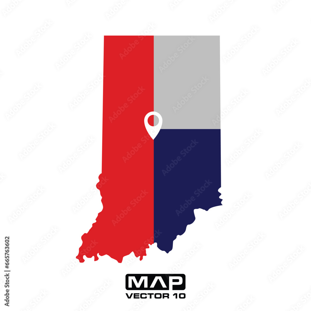 indiana map vector elements, indiana map vector illustration, indiana ...