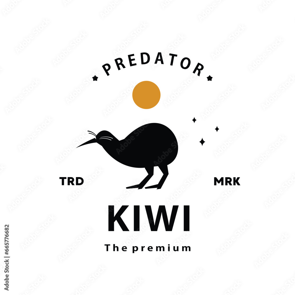 vintage retro hipster kiwi logo vector silhouette art icon Stock Vector ...