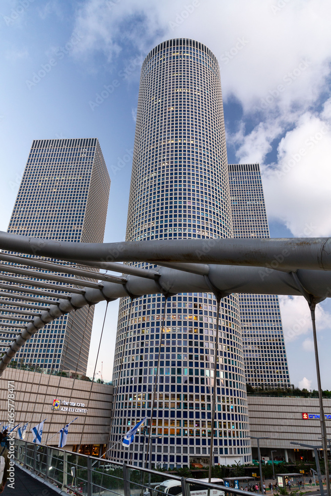 Azrieli Center is a complex of three skyscrapers in tel Aviv, Israel ... Azrieli Center is a complex of three skyscrapers in tel Aviv, Israel ...