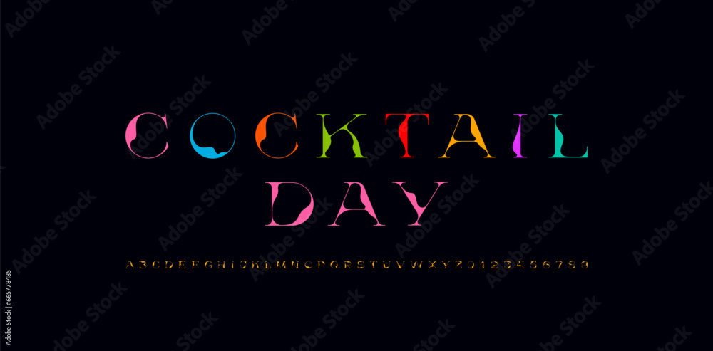 Beautiful alphabet font, multi-colored lettering perfect for logotypes ...