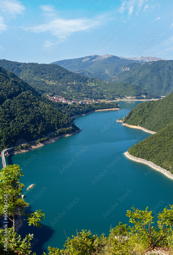 The famous Piva river canyon with its fantastic reservoir Piva Lake ...
