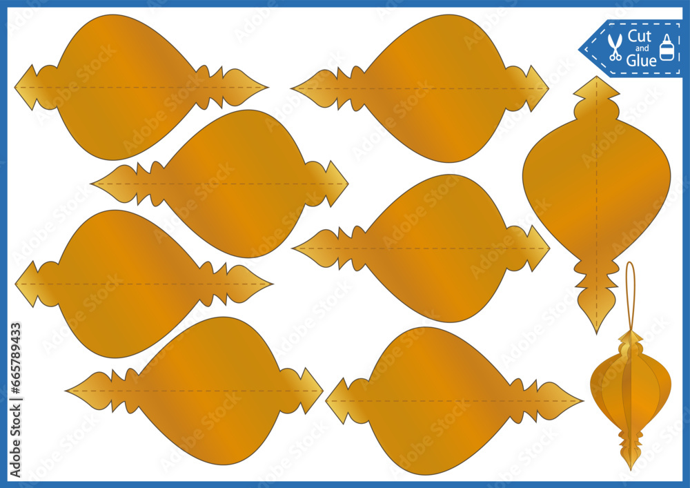 Kids Craft template Christmas ornament. DIY papercraft cut and glue ...