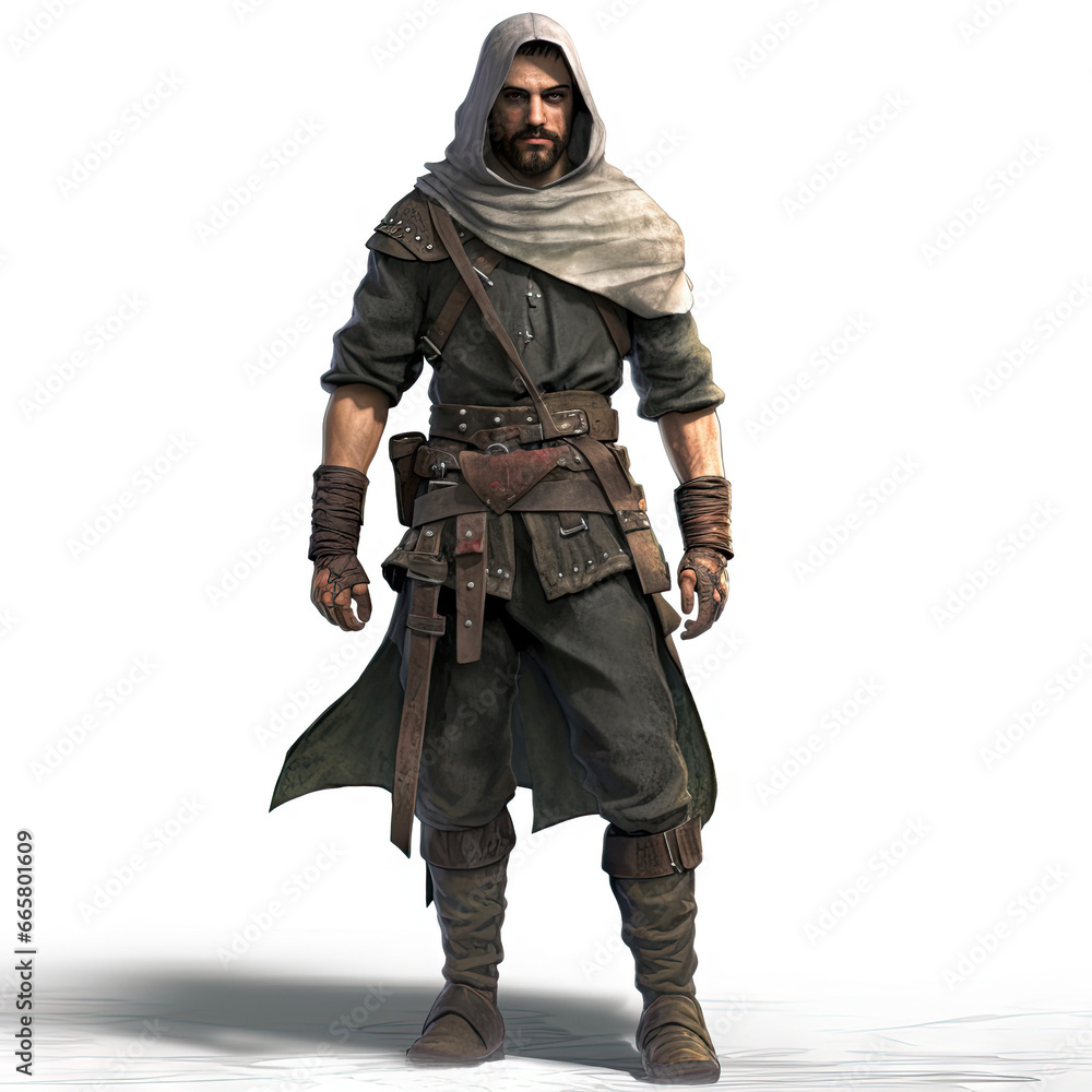 Realistic Bandit in Digital Art , Medieval Fantasy RPG Illustration ...