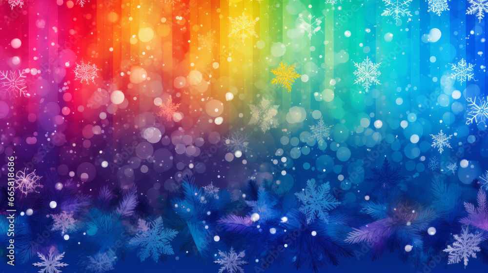 Snowy landscape in rainbow colors. Generated with ai. Stock ...