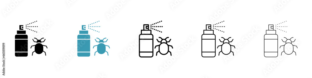Insecticide vector thin line icon set. disinfection spray vector symbol ...