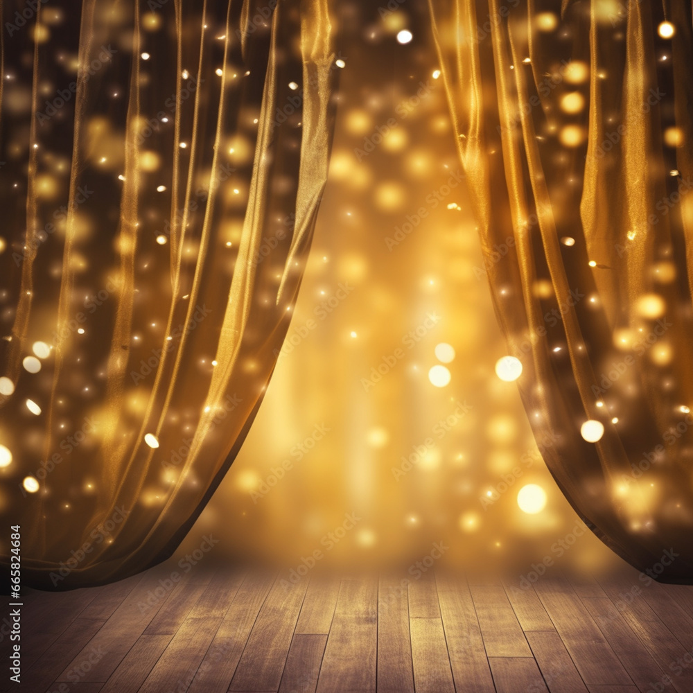 gold stage background with curtain and spotlight. vector illustration ...