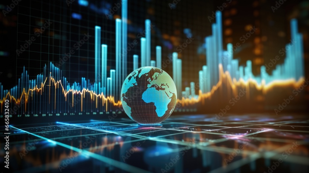 Holographic economic chart, analysis of global economic trends ...