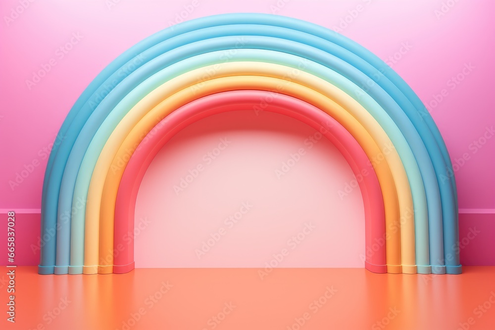 Rainbow pastel colorful stage layout. Background with realistic ...