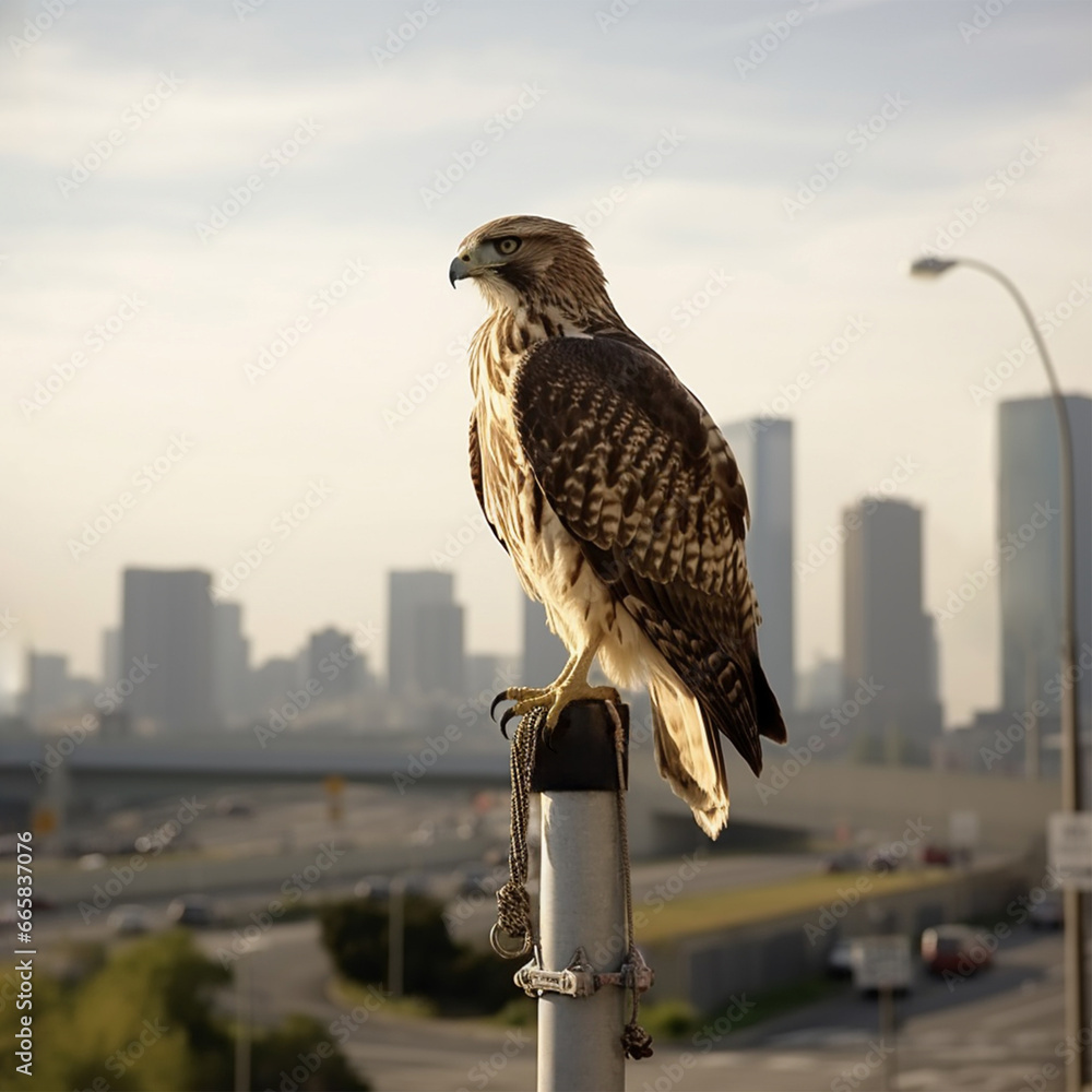 Red Tailed Hawk, The Red-Tailed Hawk Urban Sentinel, Perched high atop ...