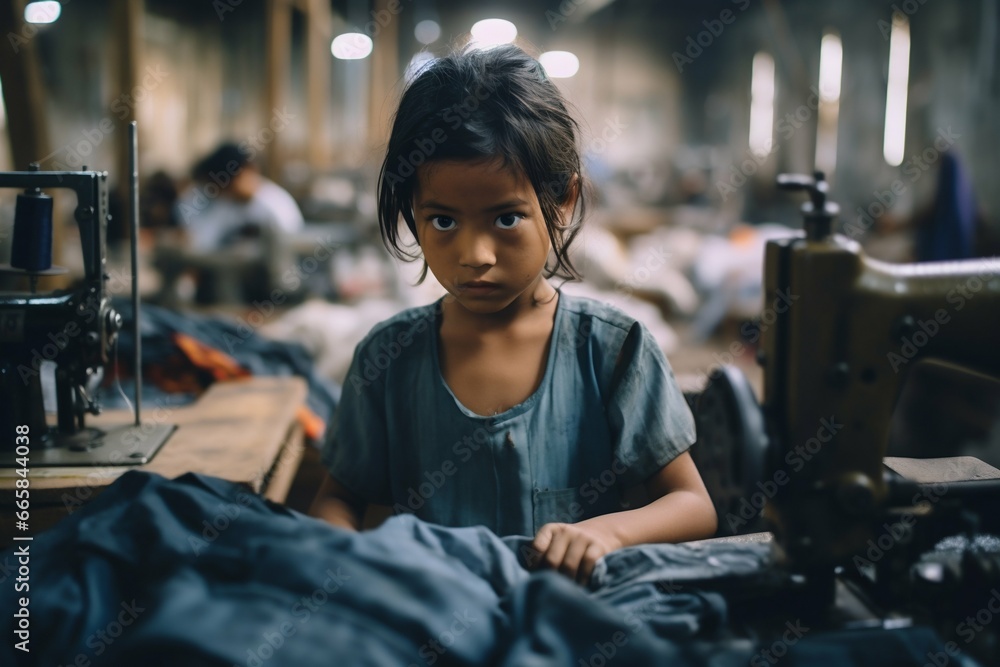 Hidden Shadows: Child Labour in an Asian Textile Factory. Generative ai ...