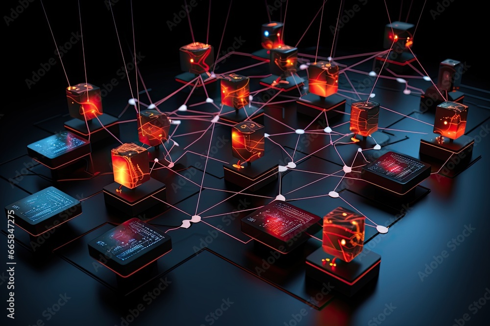 Screen with network topology and threats Cyber Security Data Protection ...