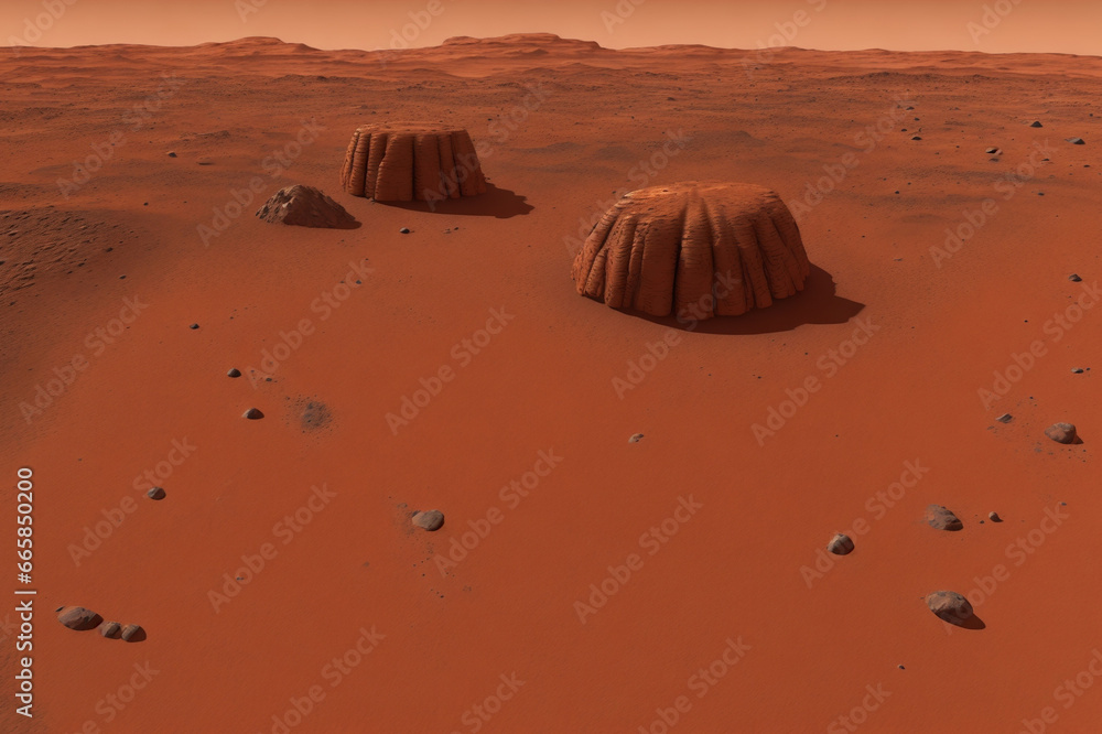Fictional Mars landscape and terrain. Planet scenery. Sci-fi. Science ...