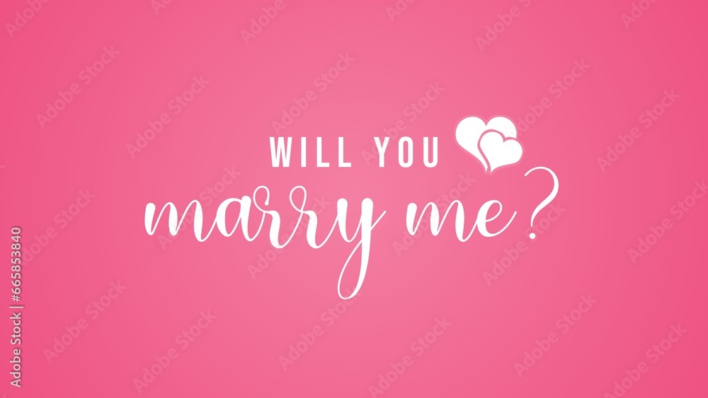 Will You Marry Me poster with heart symbol and pink background for ...
