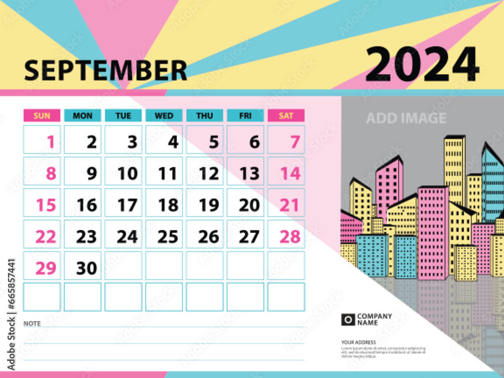 September 2024 template - Calendar 2024 year design, Desk calendar 2024 ...