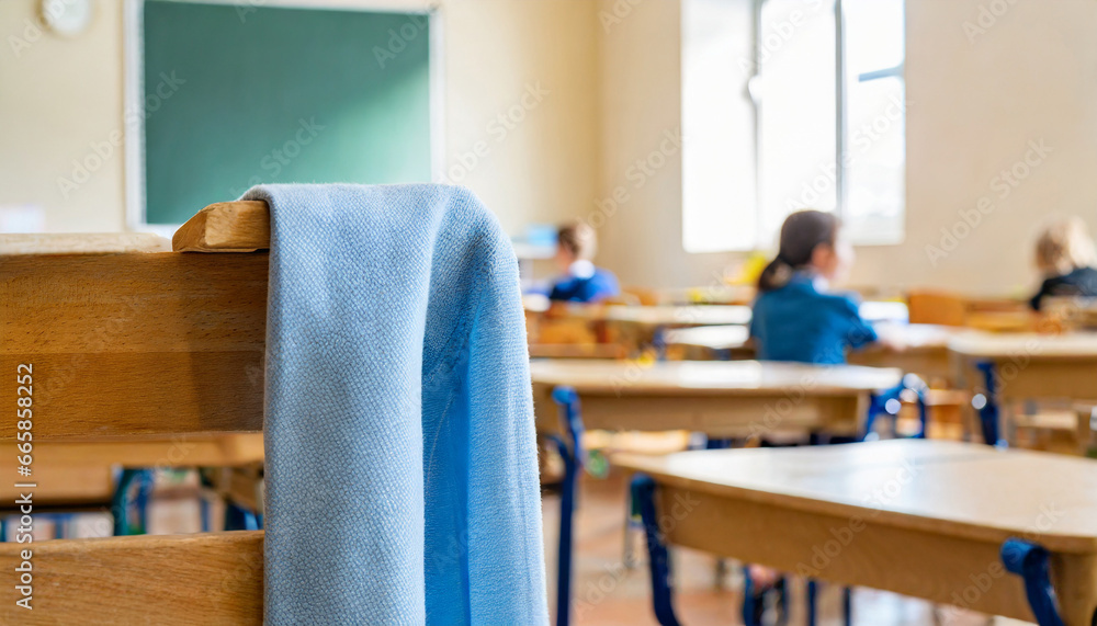 school classroom in blur background without young student blurry view ...