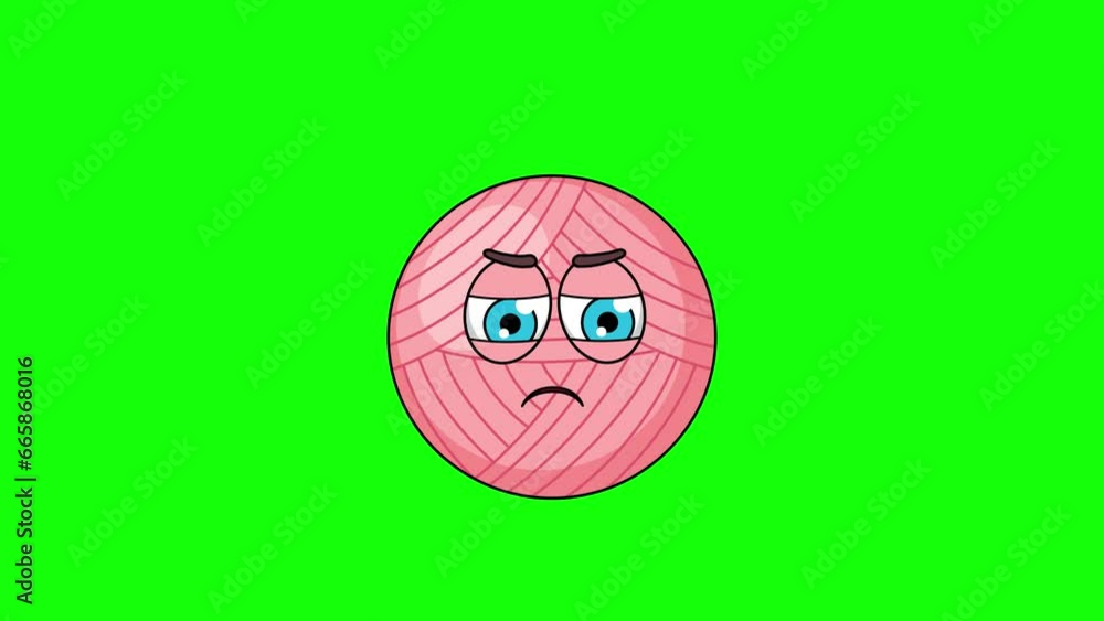 Vidéo Stock Angry emoticon of yarn ball character, loop animation emoji ...