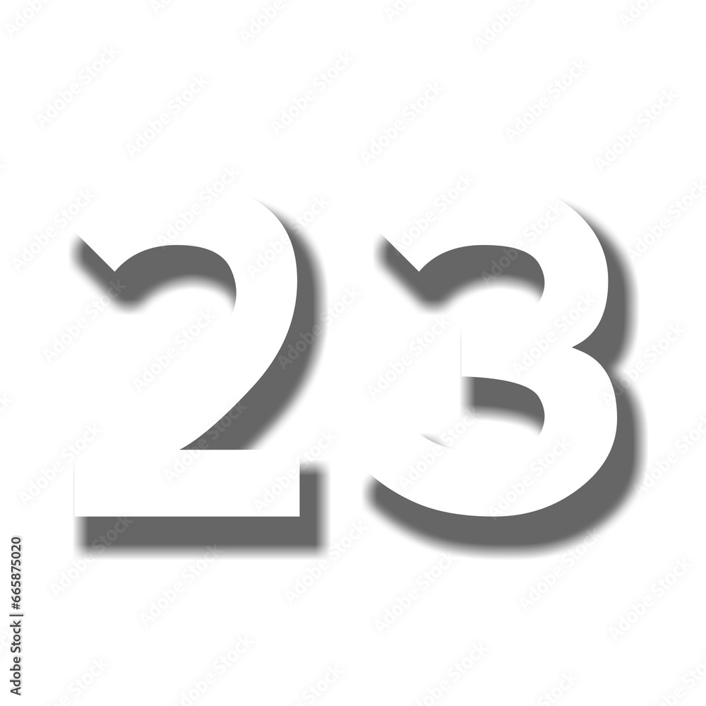 3d number 23 twenty three in white color sign symbol numbers for design ...