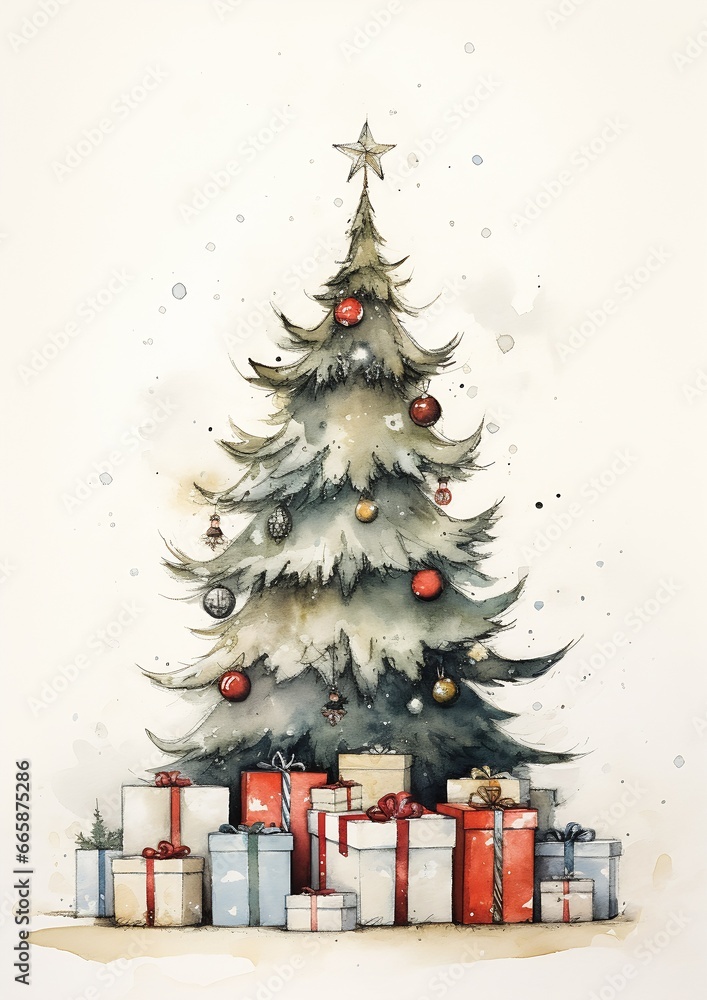 tree presents cold tone gradient background illustration sales vignette ...