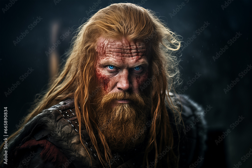 Viking Redhead Ginger Man Warrior King Blood Battle fight Stock Photo ...