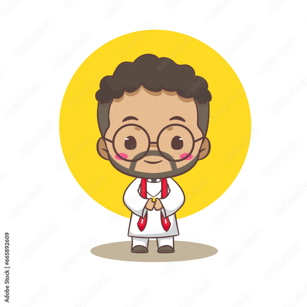 Cute priest or pastor cartoon character illustration. Christian and ...