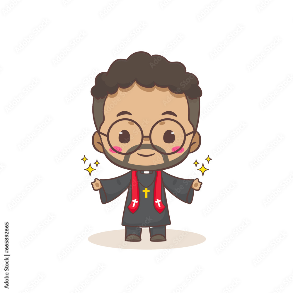 Cute priest or pastor cartoon character illustration. Christian and ...