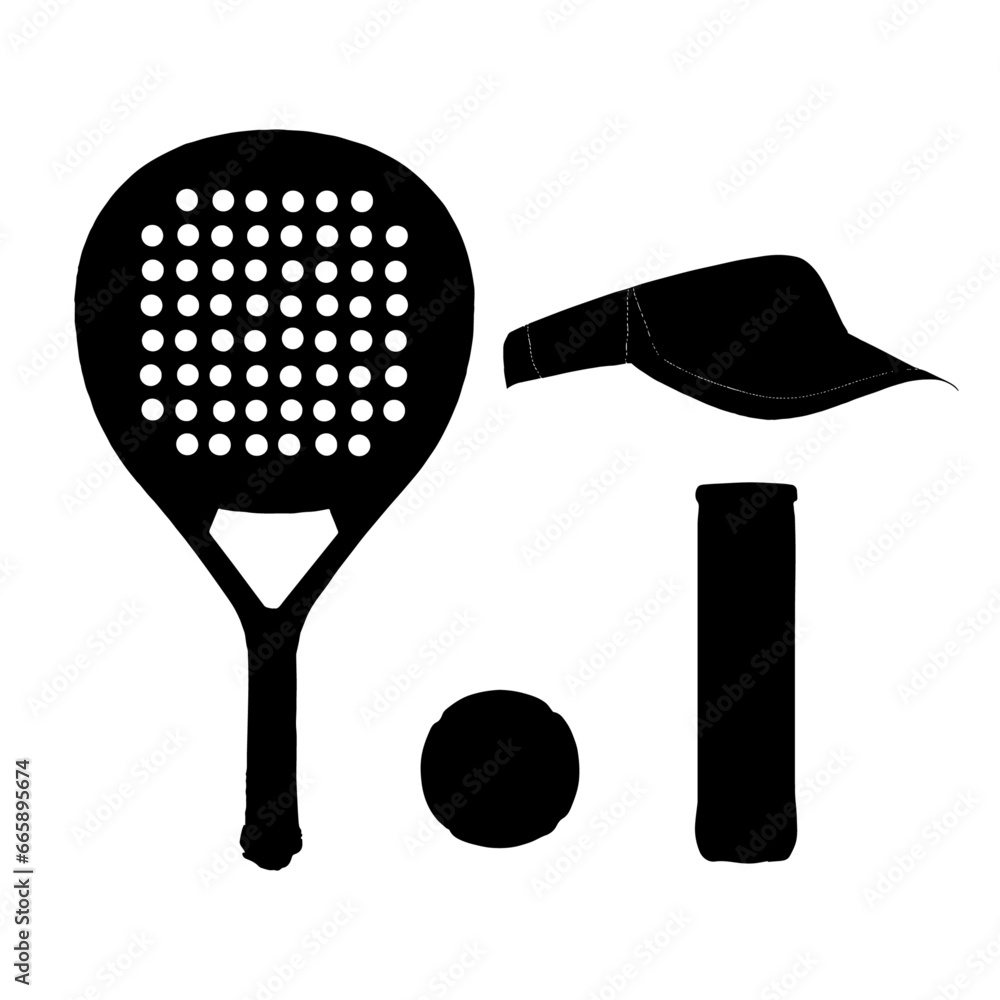 Iconos de deporte padel raqueta pelotas visera vector Stock Vector ...