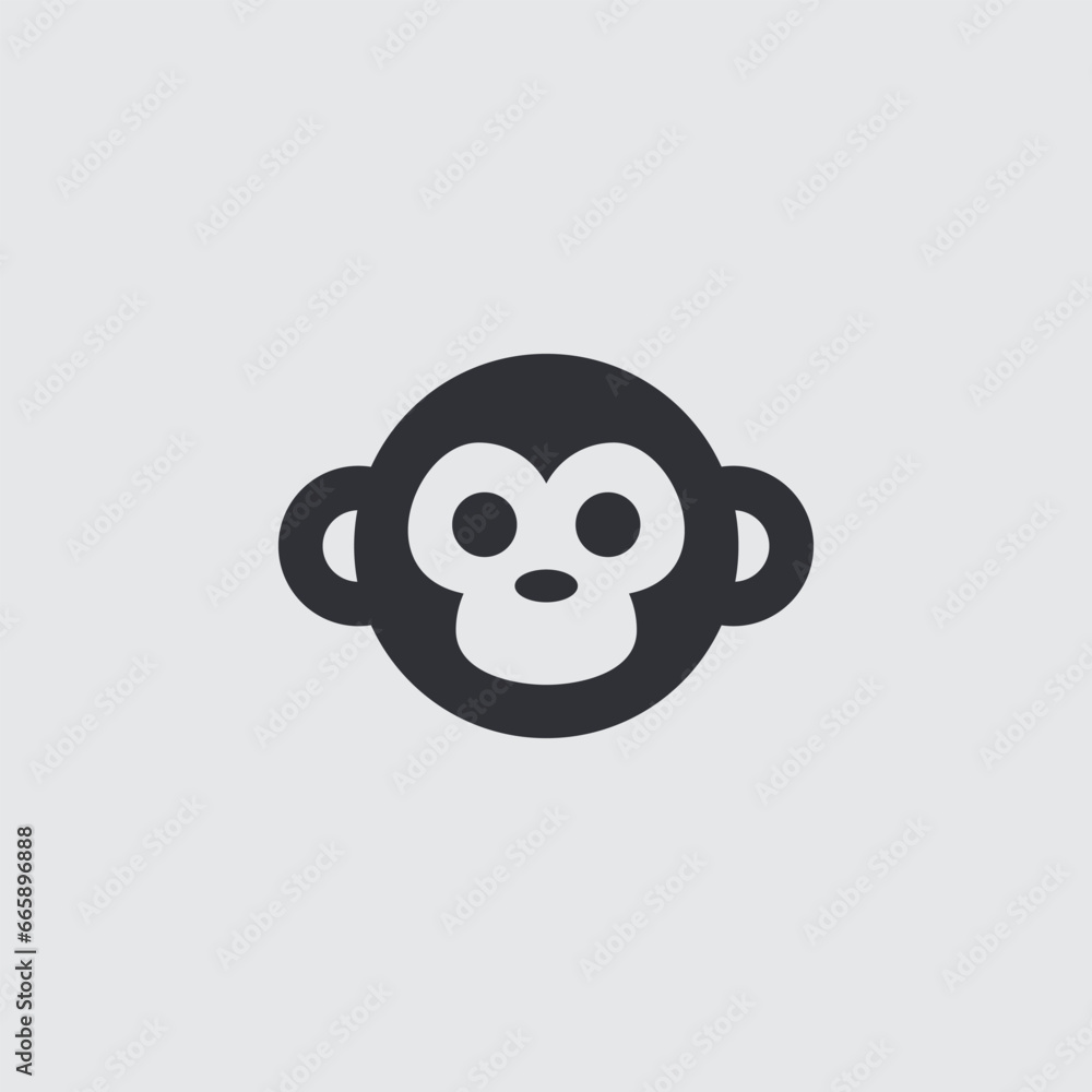 Cute simple apes monkey face head logo vector isolated on white ...