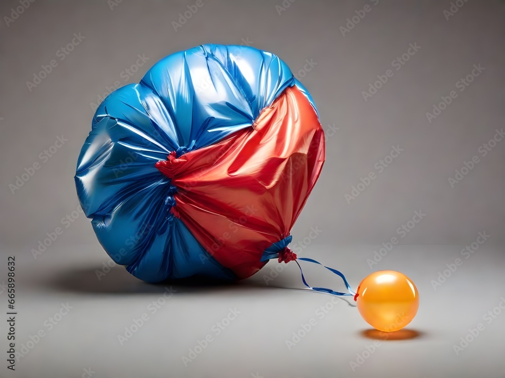 A once buoyant balloon, now deflated and lifeless, its once vibrant ...