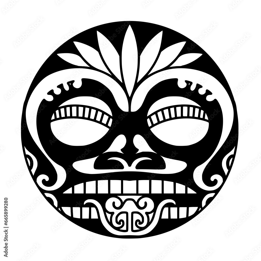 Polynesian sun face maori tattoo style. Pattern aboriginal samoan ...