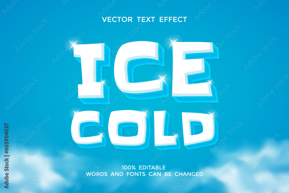 ice cold editable 3d text effect Stock Vector | Adobe Stock