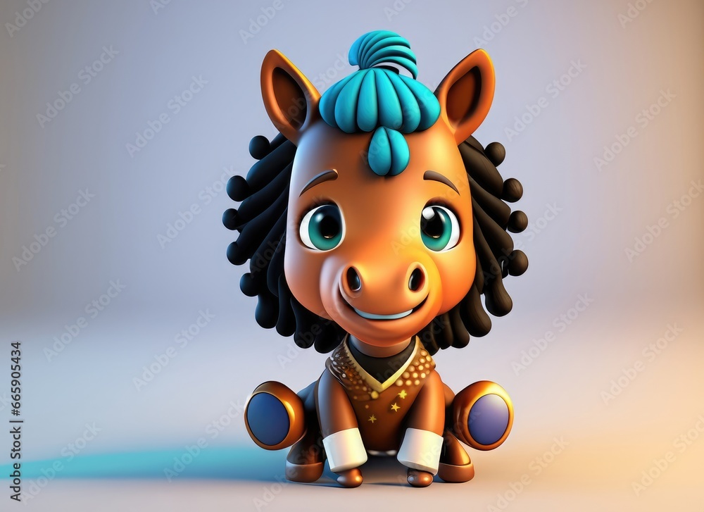 3D Cute cartoon horse character. AI Generated. Stock Illustration ...
