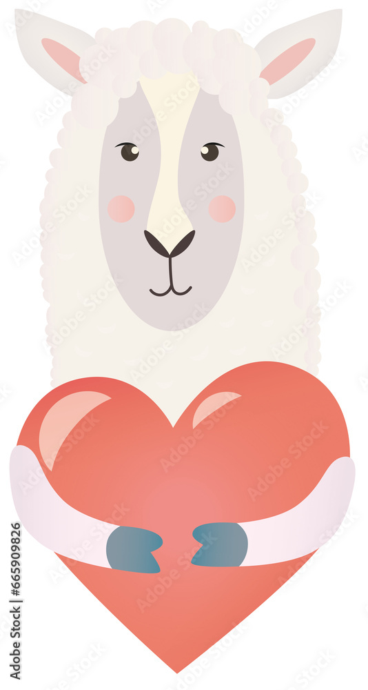 Digital png illustration of sheep with heart on transparent background ...